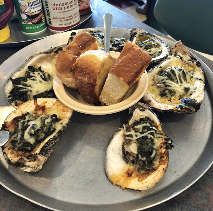 Oysters Rockefeller: where spinach finally gets the glamorous makeover it deserves, and cheese finds its soulmate from the sea.