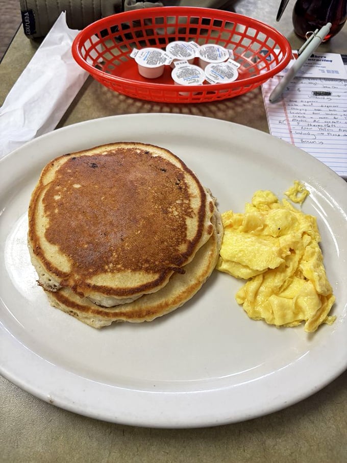 Golden-edged pancakes with the perfect balance of fluff and substance&mdash;not those paper-thin disappointments that leave you hungry an hour later.