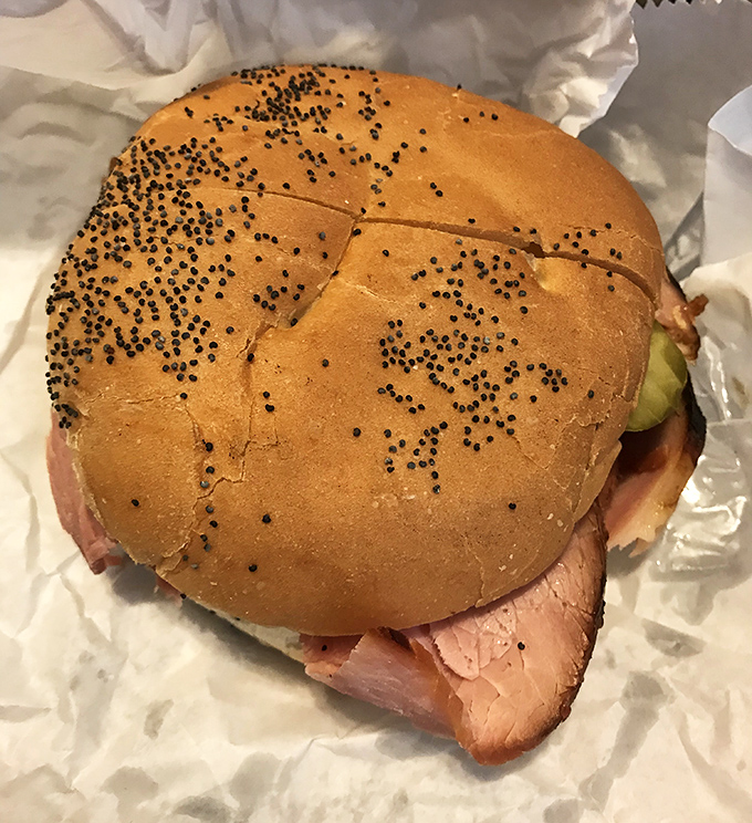A sandwich so honest it should run for office. Thick-cut ham on a poppy seed roll with just enough mustard to make it interesting.