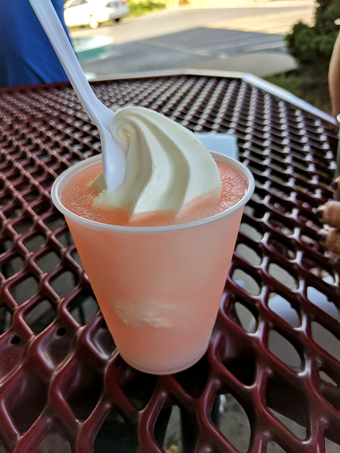 The peach float&mdash;where vanilla ice cream meets fruity soda in a summer romance that's lasted longer than most Hollywood marriages.
