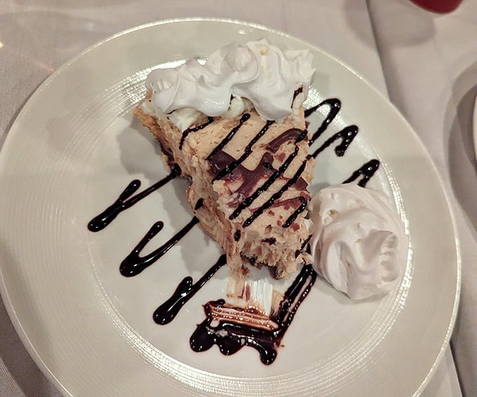 Layers of peanut butter and chocolate create a symphony in pie form &ndash; Elvis would approve of this harmonious combination.