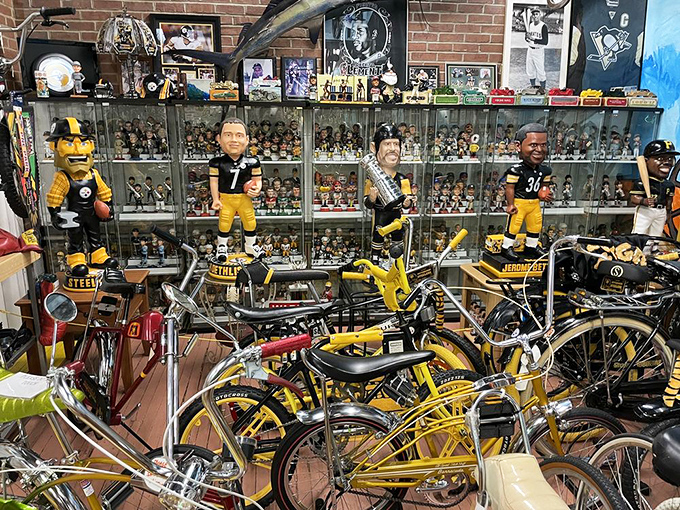 Even Pittsburgh's sports obsession finds its way into Bicycle Heaven &ndash; where black and gold bikes celebrate Steelers pride on two wheels.