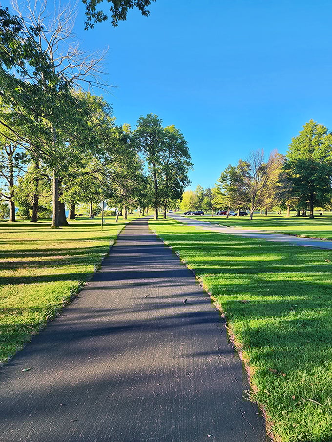 Tree-lined paths in Point Gratiot Park invite leisurely strolls where the only thing you'll spend is time&mdash;the best kind of retirement investment.