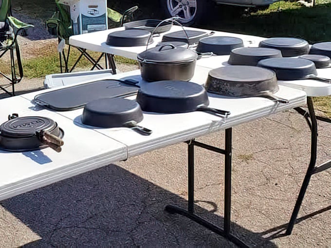 Cast iron treasures that have outlived several kitchen trends. These pans have probably cooked more Sunday breakfasts than most diners in Nebraska.