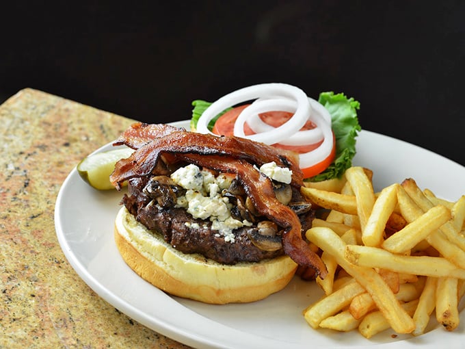 This burger isn't just topped with bacon and blue cheese &ndash; it's been blessed by them in a ceremony of delicious excess.
