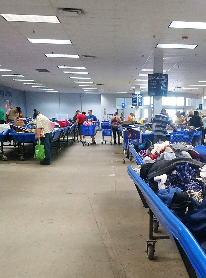 The battlefield of bargains stretches before you – an indoor yard sale where strategy and sharp eyes determine victory.