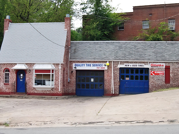 Quality Tire Service's charming brick building proves even practical businesses in Danville come with a side of architectural character.