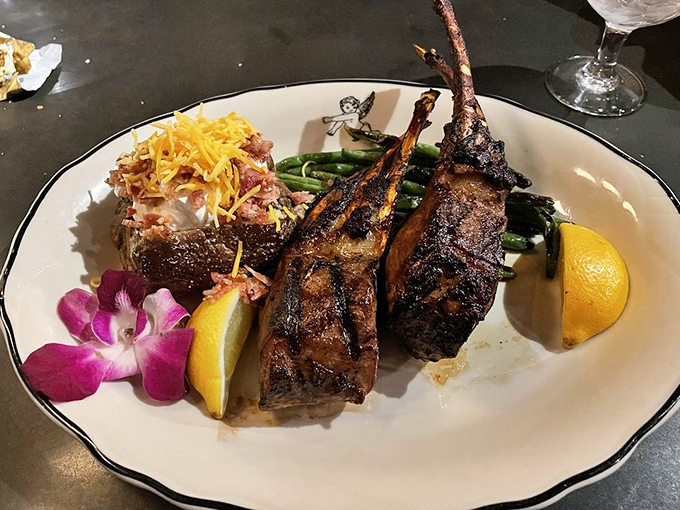 Lamb chops that make you want to pick up the bone like no one's watching. Perfectly charred exterior, tender pink interior&mdash;this is meat done right.