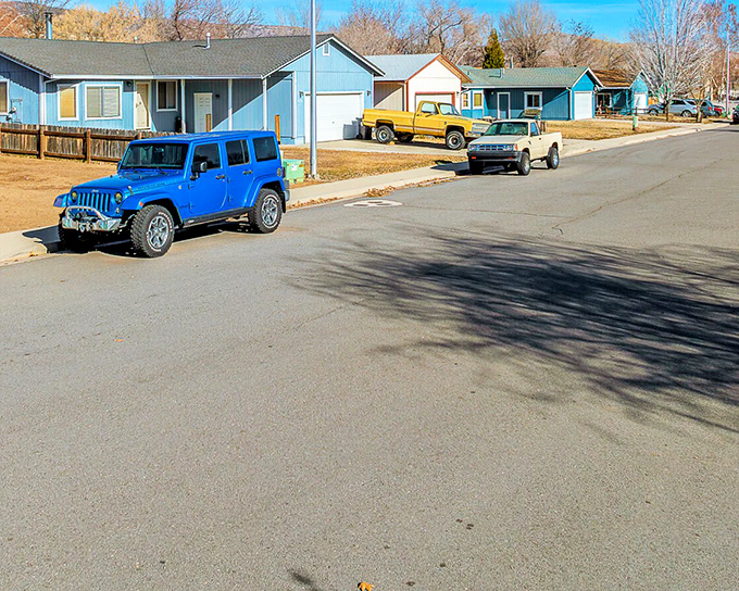 Where driveways fit actual cars and neighbors wave hello – suburban living without needing binoculars to see your next-door neighbor.