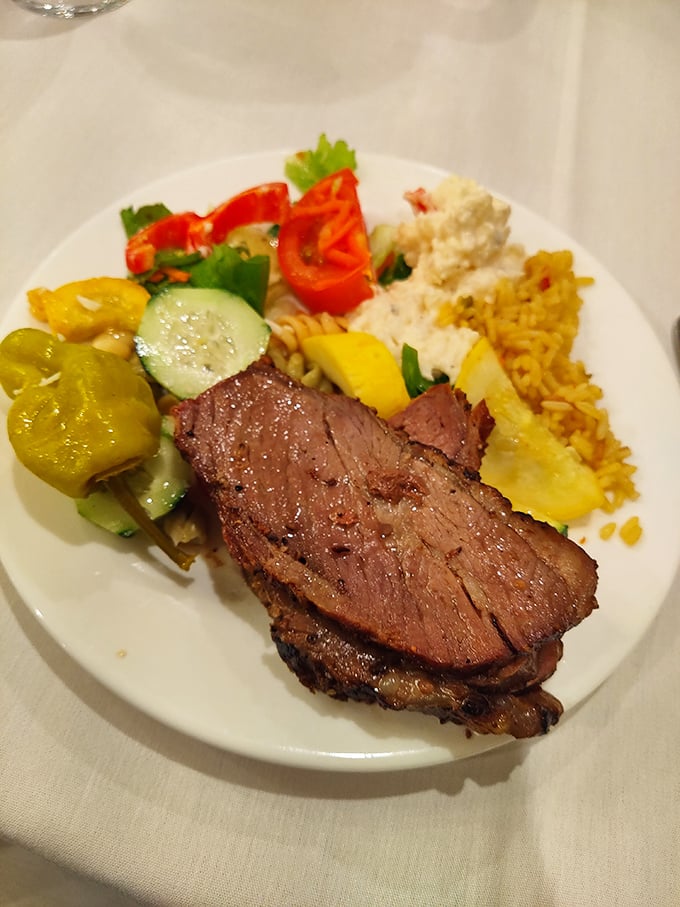 This isn't just roast beef&mdash;it's a Central Valley protein parade with all the fixings, proving vegetables can peacefully coexist with perfectly cooked meat.