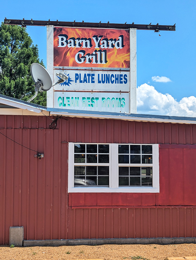 Barn Yard Grill's no-nonsense red exterior promises exactly what you want in a roadside eatery&mdash;authentic flavors without pretension or fuss.