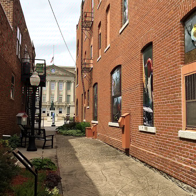 Sally's Alley reveals Jefferson's artistic side, where brick walls frame unexpected pathways and murals transform everyday spaces into outdoor galleries worth exploring.