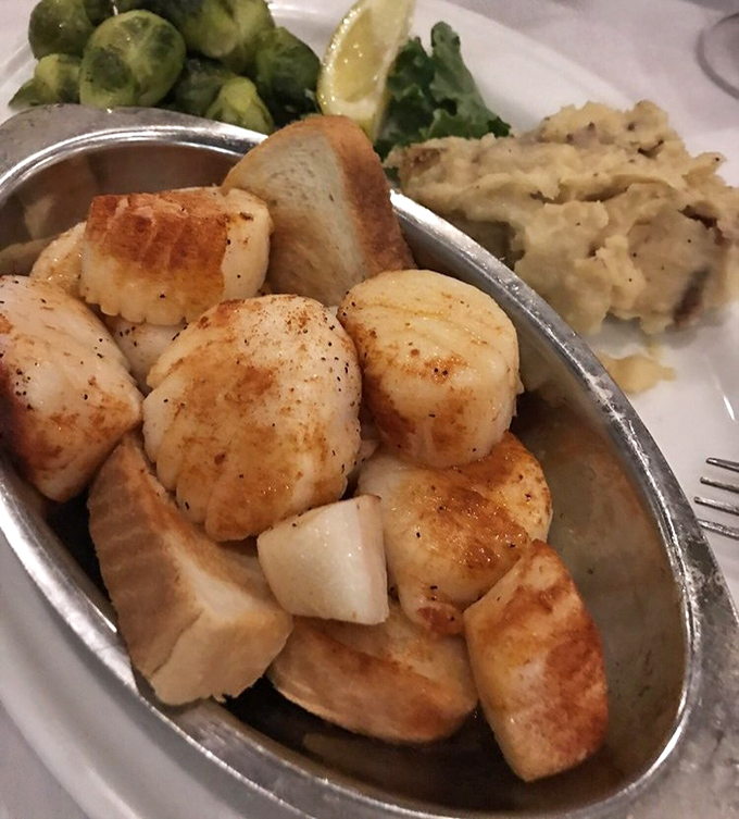 Scallops seared to perfection – the seafood equivalent of hitting all six numbers in the lottery, served with sides that know their supporting role.