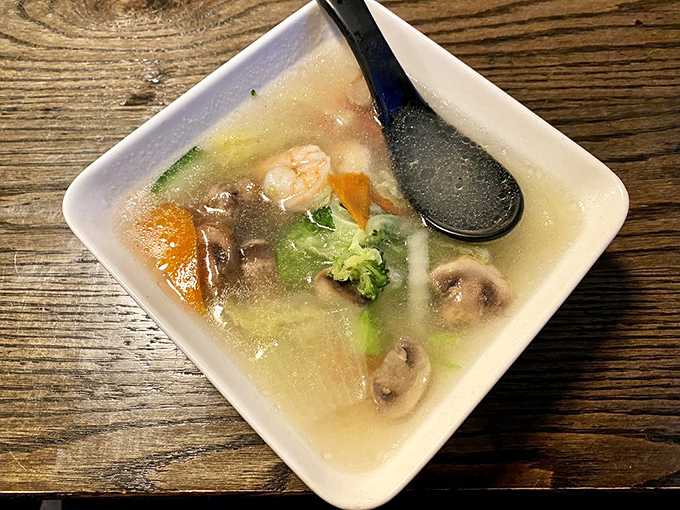 A soup so clear you could read your fortune through it, packed with treasures that would make any seafood lover weak at the knees.