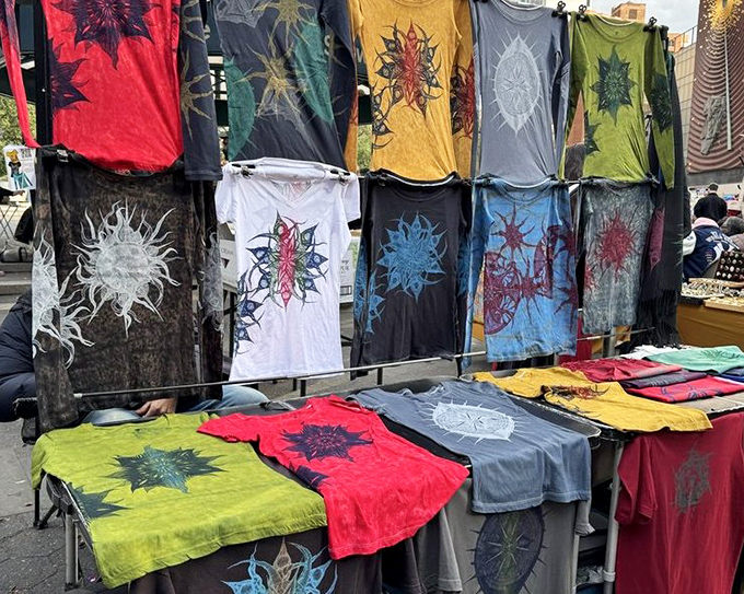 Tie-dye shirts add groovy vibes to this food festival, because good produce deserves good fashion.