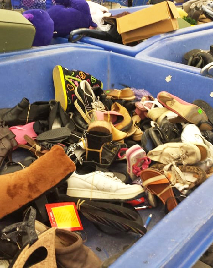 Cinderella's closet exploded! Somewhere in this footwear free-for-all is the perfect pair waiting for its new owner.