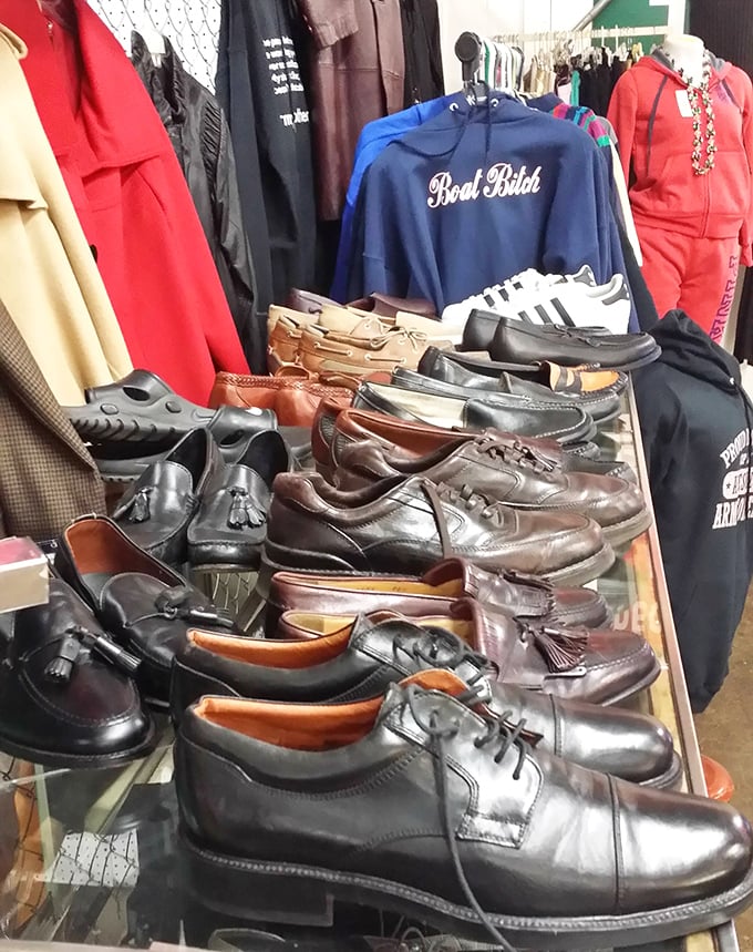 These leather loafers and dress shoes are lined up like hopeful contestants at a "Most Distinguished Footwear" pageant.