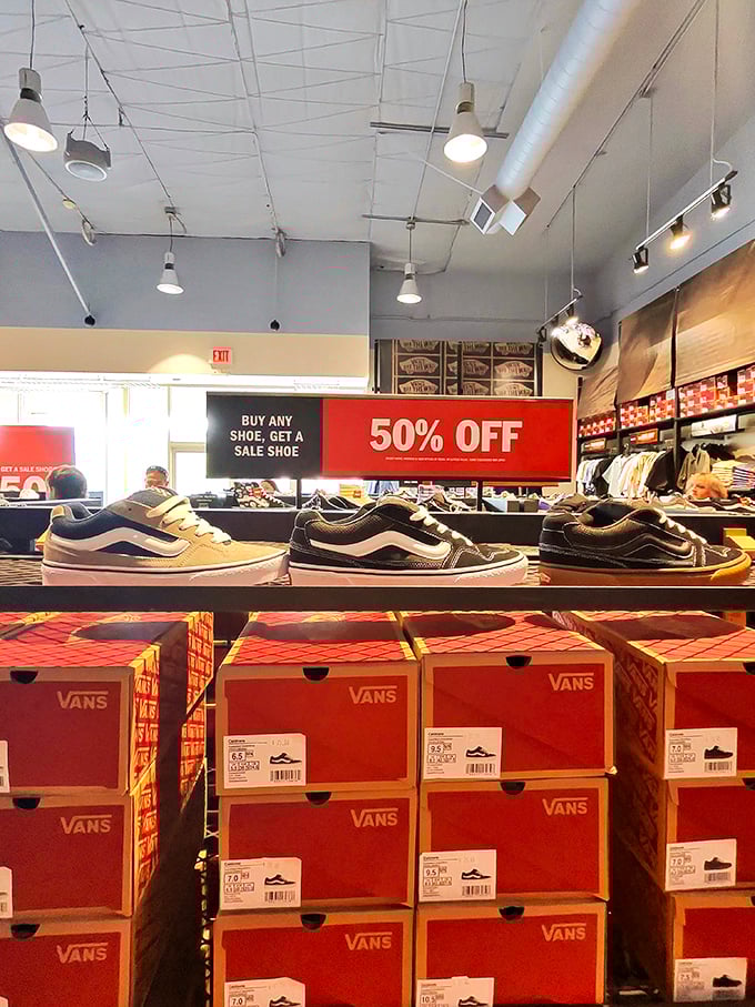 Vans heaven! Classic skater style at outlet prices makes these shoes worth the drive. The hardest decision: which color to take home?