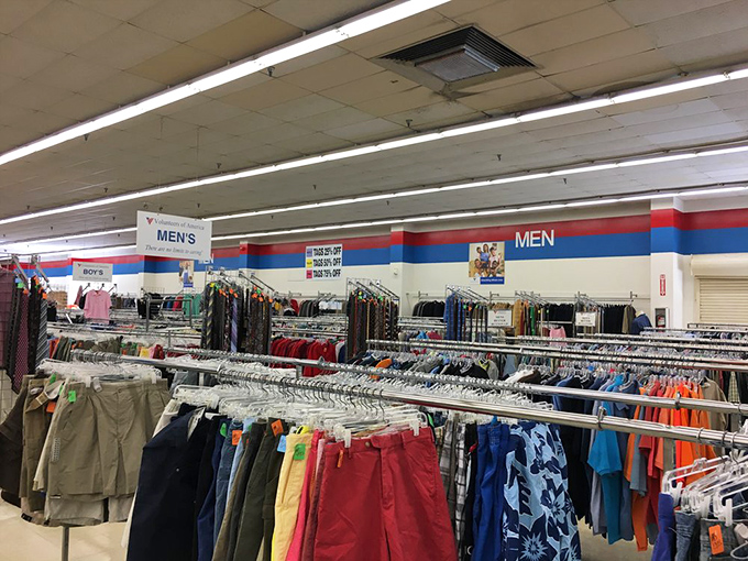 The men's department: where Hawaiian shirts and cargo shorts live their best second lives. Fashion comes full circle—what was once dad's style is now ironically cool again.