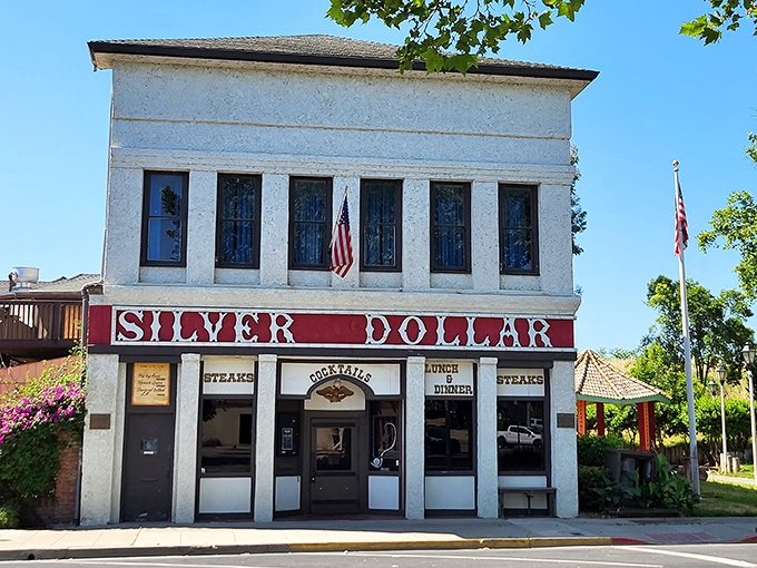 The Silver Dollar Saloon serves up hearty meals with a side of Gold Rush history, where your actual dollars stretch further than in coastal cities.