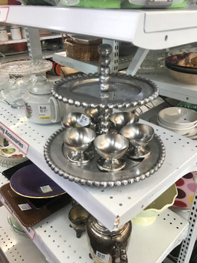 Imagine serving desserts on this elegant silver stand at your next dinner party. "Oh this old thing? Just a little something I discovered..."