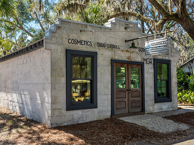 This historic pharmacy building whispers stories of Bluffton's past. When "cosmetics and drug sundries" were advertised right on the building&mdash;no flashy neon required.