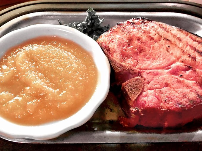 This smoked pork chop with apple sauce is the culinary equivalent of a warm Minnesota welcome&mdash;hearty, sweet, and impossible to forget.