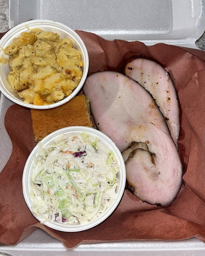 Smoked turkey that will ruin all future Thanksgiving dinners. Tender, juicy slices with that perfect pink smoke ring, proving poultry deserves the same BBQ respect as its four-legged friends.