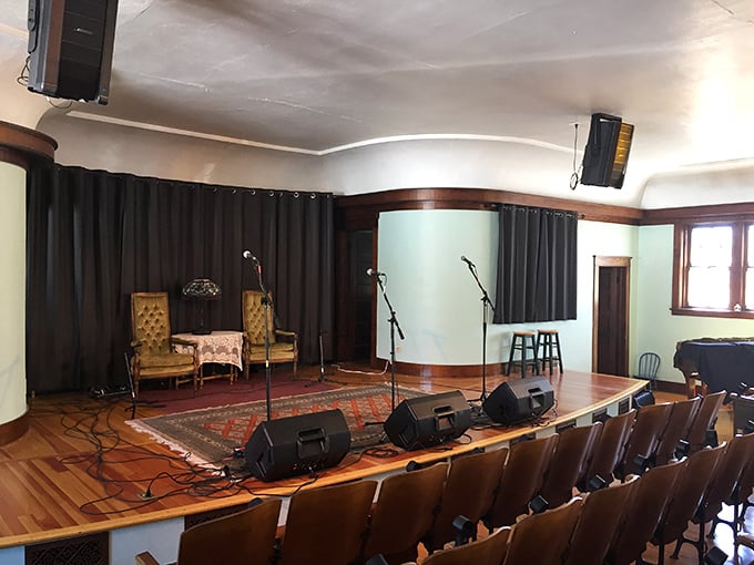 Society Hall's intimate performance space brings world-class talent to small-town Colorado. Like finding a Broadway-quality show in your grandmother's cozy living room.