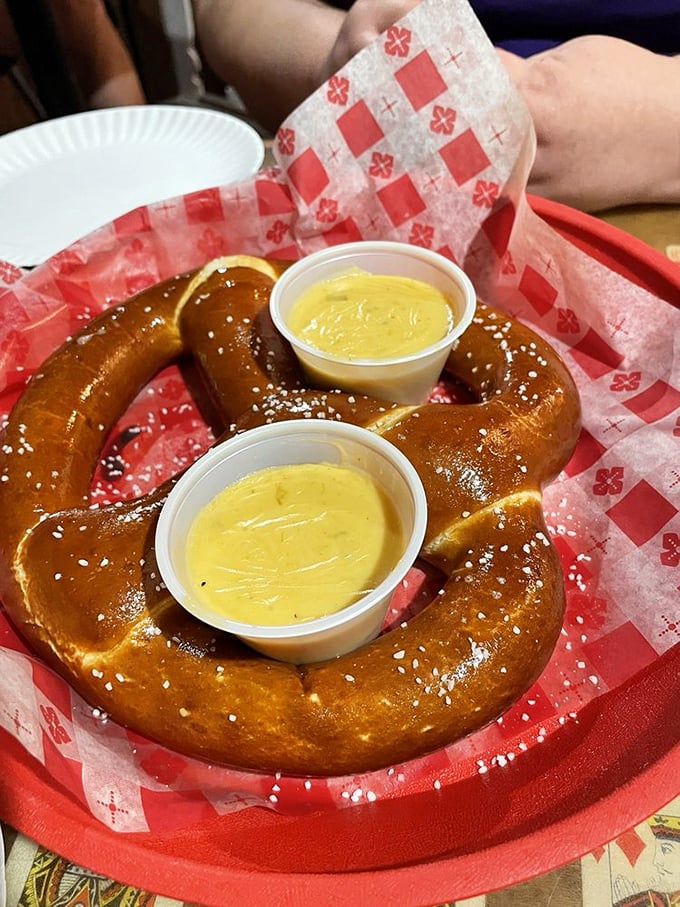 This soft pretzel isn't just a snack&mdash;it's an edible piece of Western sculpture, complete with dipping sauces that elevate it from simple to sublime.