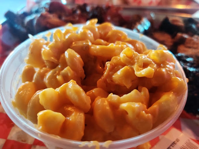 Mac and cheese that doesn't apologize for being exactly what it should be: creamy, cheesy comfort that makes you feel like a kid again.