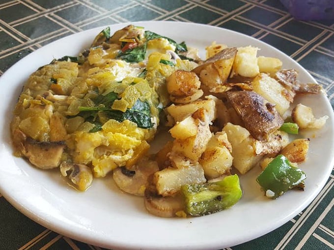 This isn't just an omelet &ndash; it's a vegetable delivery system disguised as breakfast. Spinach never had it so good.