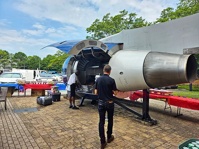 When your office is literally inside a jet engine, "working remotely" takes on an entirely different meaning. 