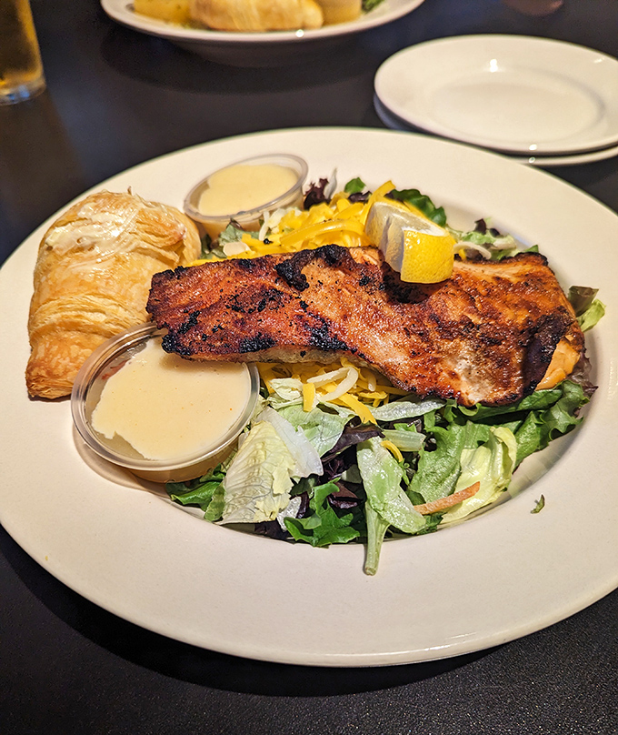 This salmon salad isn't just lunch; it's a vacation for your taste buds with a perfect balance of protein and greens.