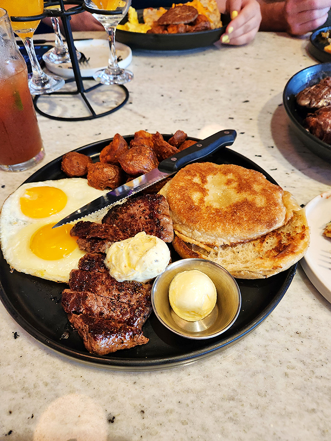 Breakfast of champions or dinner of astronauts? Either way, this steak and eggs plate is how the universe intended protein to be served.