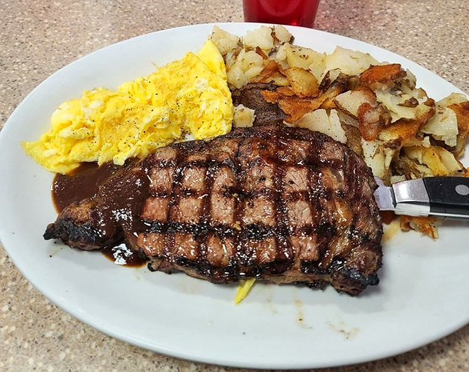 This steak and eggs plate isn't just breakfast – it's a declaration that you're seizing the day with serious protein-packed intentions.