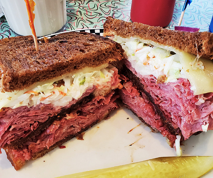 A proper patty melt should require both hands and several napkins &ndash; this towering beauty delivers on that sacred promise.