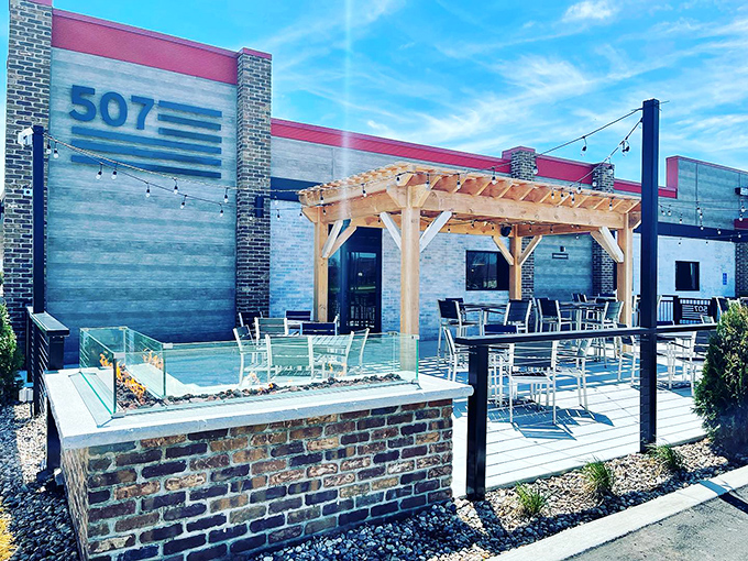 Tavern 507's modern patio proves small towns can deliver sophisticated dining spaces that rival any urban hot spot.