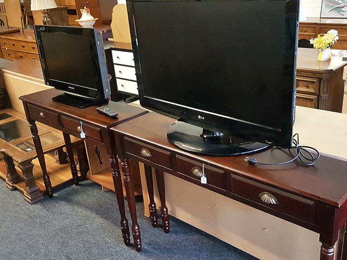 Entertainment centers and televisions ready to anchor your living room without requiring you to mortgage the house first for furniture.