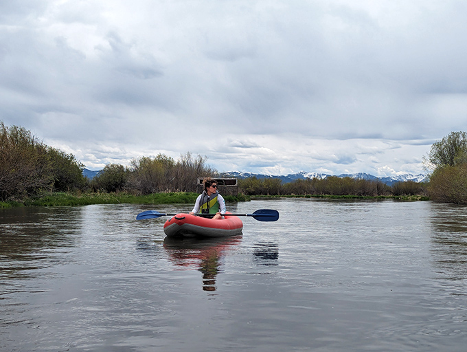 Peaceful paddling on the Teton River. Where the only notifications you'll receive are from osprey overhead and the occasional splash of a curious trout.