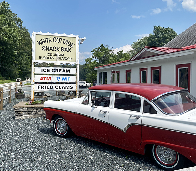 The White Cottage Snack Bar and that vintage car&mdash;a perfect pairing that makes you crave both ice cream and a Sunday drive.