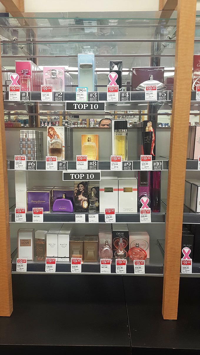 Fragrance heaven for the scent-obsessed. This perfume display offers olfactory journeys from Paris to New York without the airfare.