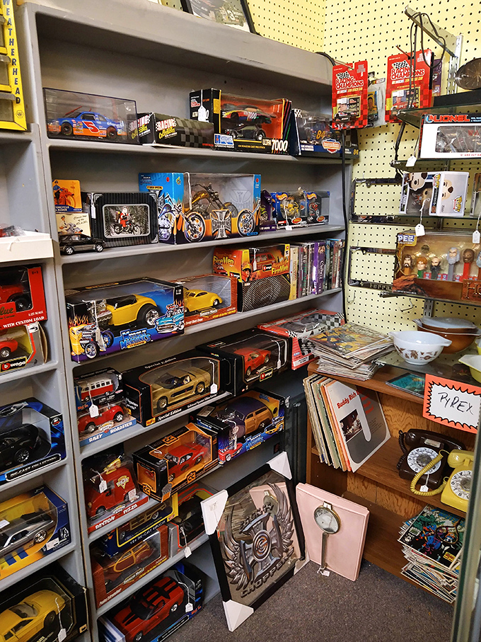 This isn't just a toy section &ndash; it's a time machine where adults suddenly remember Saturday mornings and allowance money spent on die-cast dreams.