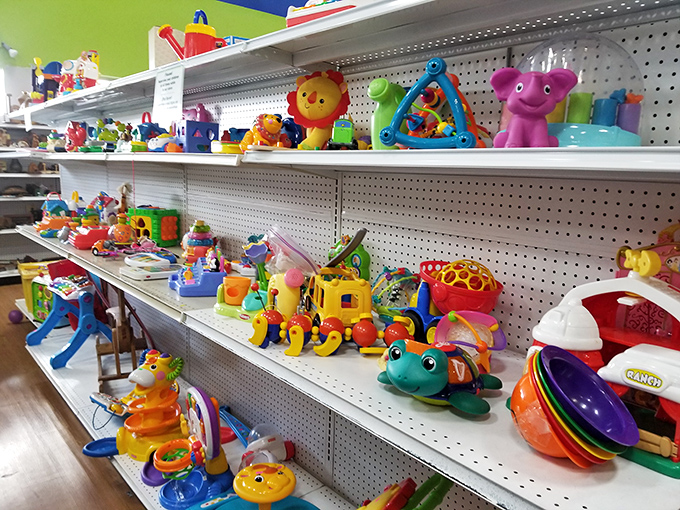 This toy section could make even the most sophisticated adult revert to childhood wonder. "Just looking for my nephew," we all claim.