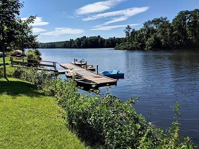 Lakeside docks await summer adventures, where the hardest decision you'll make is whether to canoe, swim, or just nap in the sunshine.