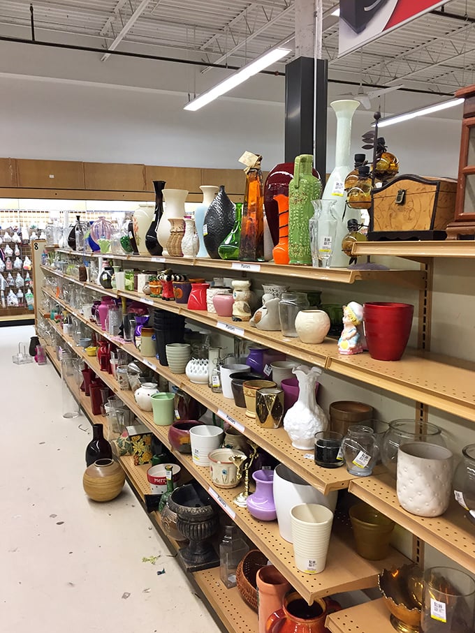 The vase collection spans every color and era&mdash;from mid-century modern to "what was the '80s thinking?"