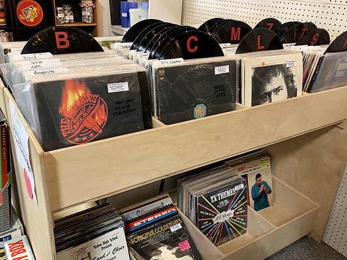 Vinyl hunters, prepare to lose track of time. These alphabetized treasures await fingers that know the satisfying flip-through rhythm of record shopping.