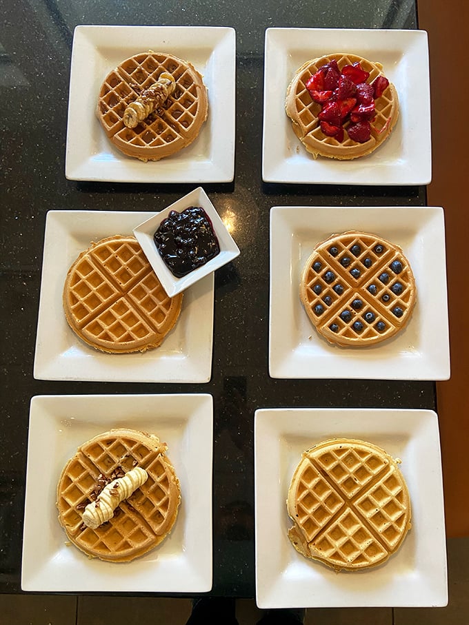 Waffle heaven exists in Florida! Six perfectly executed Belgian-style masterpieces with those strategic syrup reservoirs that separate the professionals from the amateurs.