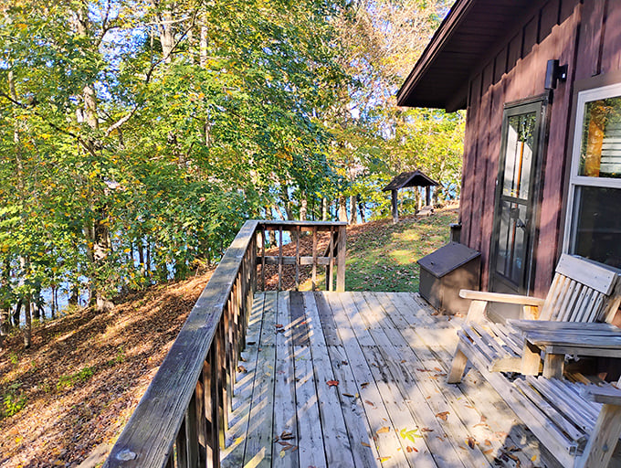 Cabin life at its finest – where your morning coffee comes with a side of spectacular lake views.