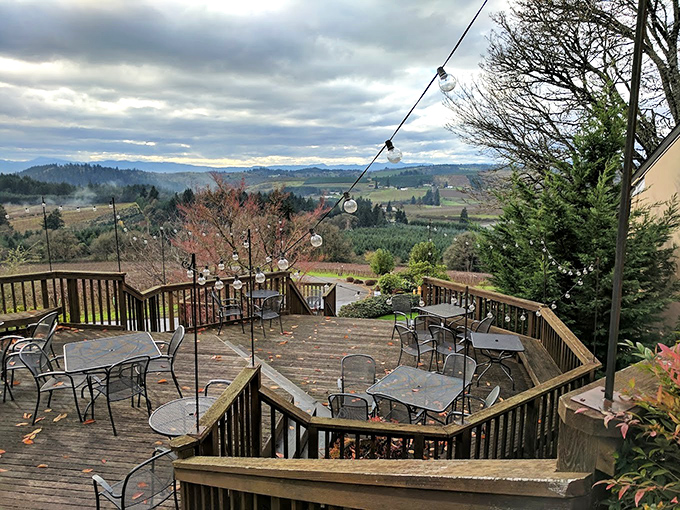 Multi-level deck seating maximizes those million-dollar valley views while maintaining intimate conversation spaces.